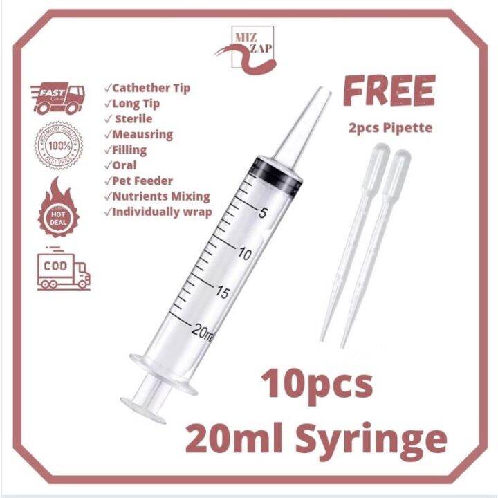 Hot tfemntq 10 PCS 20ml Disposable Plastic Syringe Long Tip • Measuring ...