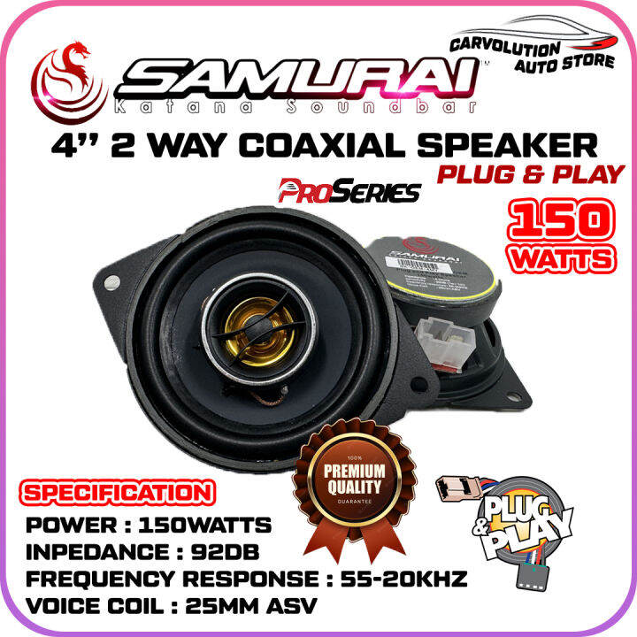 🔊 SAMURAI KATANA SOUNDBAR PRO SERIES 4 Inch 2 Way Plug & Play Front Rear OEM Speaker Car Audio ...