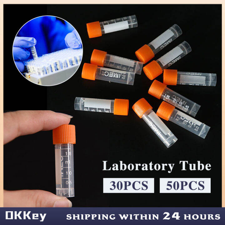 50pcs 1.8ml Laboratory Tube with Plastic Screw Cap Sample Storage ...