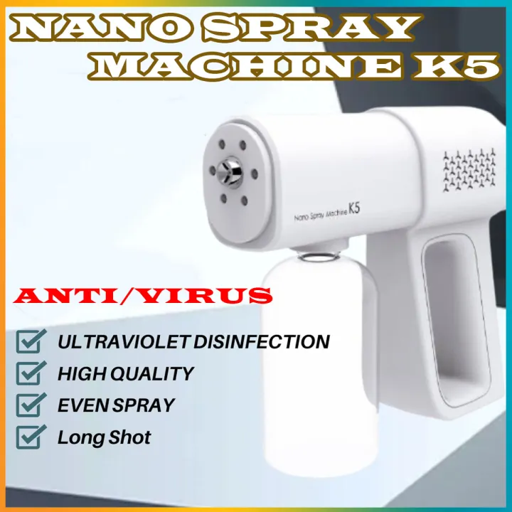 K5 Nano Blue Ray Disinfection Spray Gun Wireless Rechargeable Nano ...