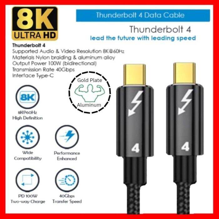 Kabel Thunderbolt 4 data cable 40Gbps 8K 60hz PD 100W Usb C Macbook ...