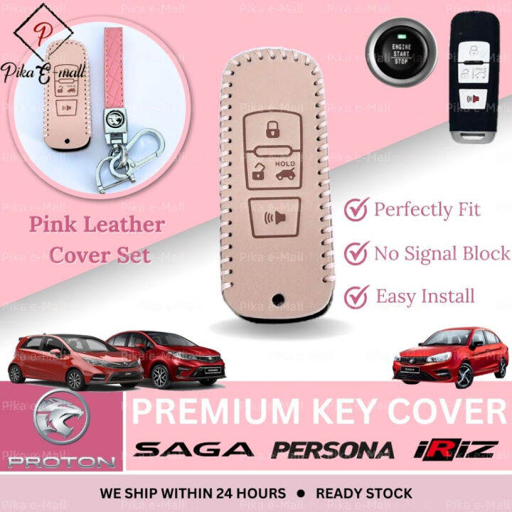 Proton Saga Premium S Iriz Persona Key Cover Pink Leather Cover Kunci ...