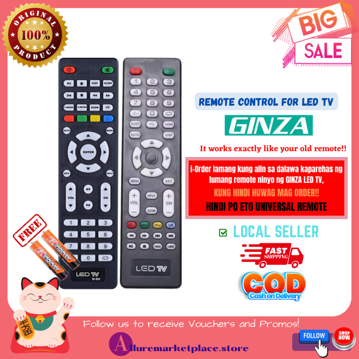 GINZA Led TV Remote for Basic Led TV GINZA CONDERE TV Music TV GINZA ...