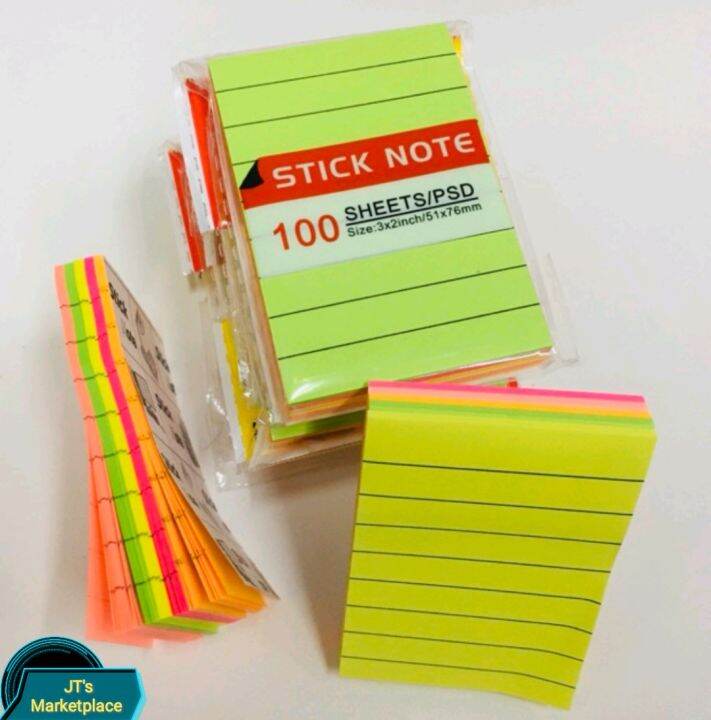 3x2/3x3 Sticky Notes Neon Lined 100 sheets | Lazada PH