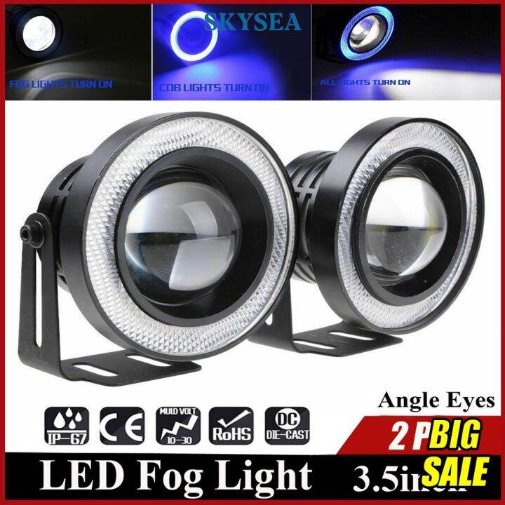 toyota 2pcs 3.5 inch Car COB LED Angel Eyes Fog Light Ring Lens Projector Halo Ring Fog Lamp ...