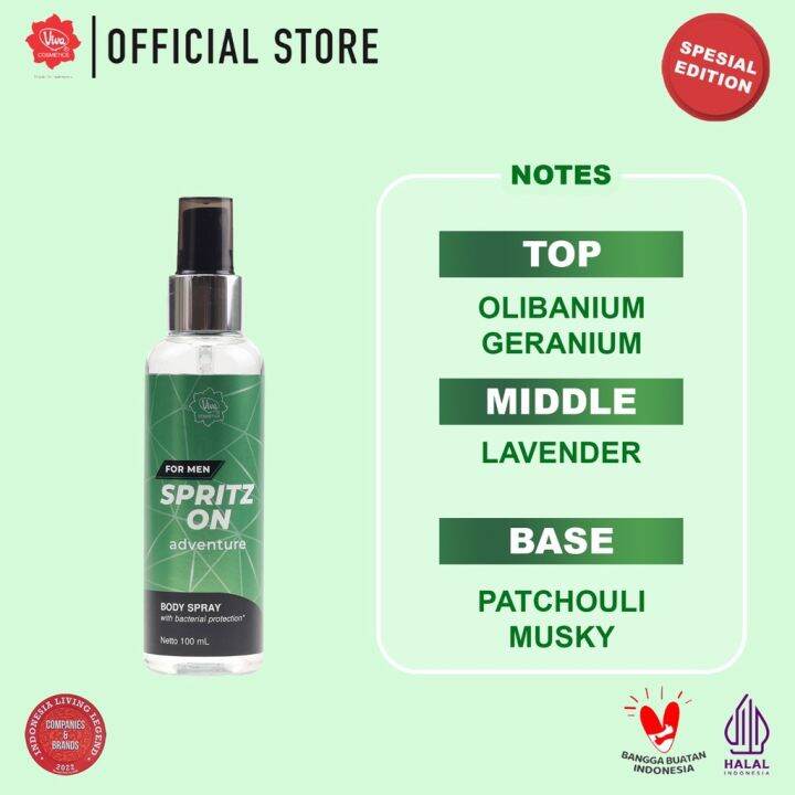Viva Body Spray Spritz On For Men with Antibacterial Active ...