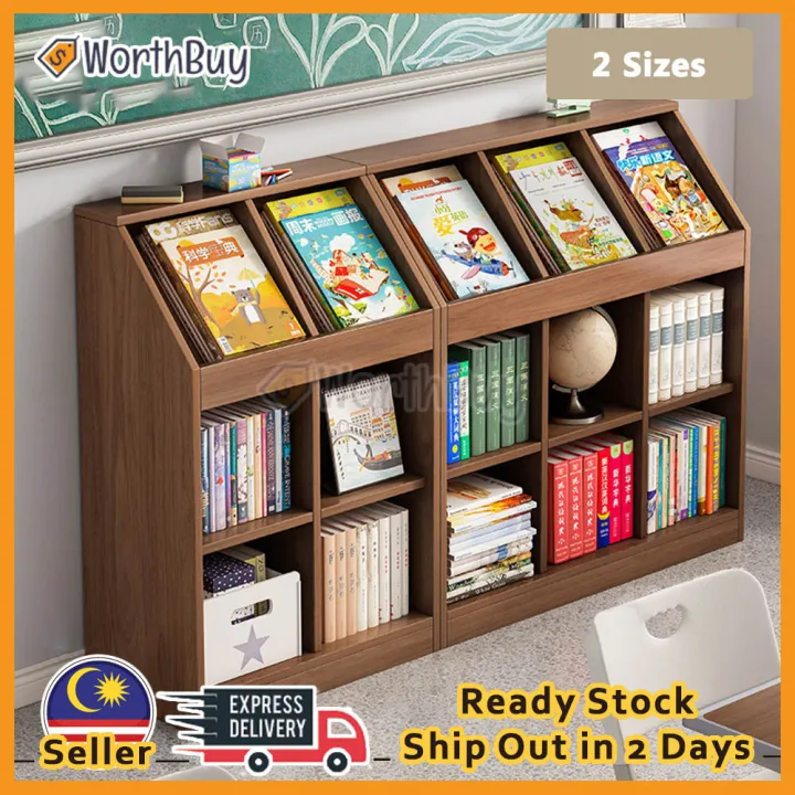 Worthbuy Wooden Open Storage Book Shelf 木制书柜 Rak Buku Bertingkat Kayu ...