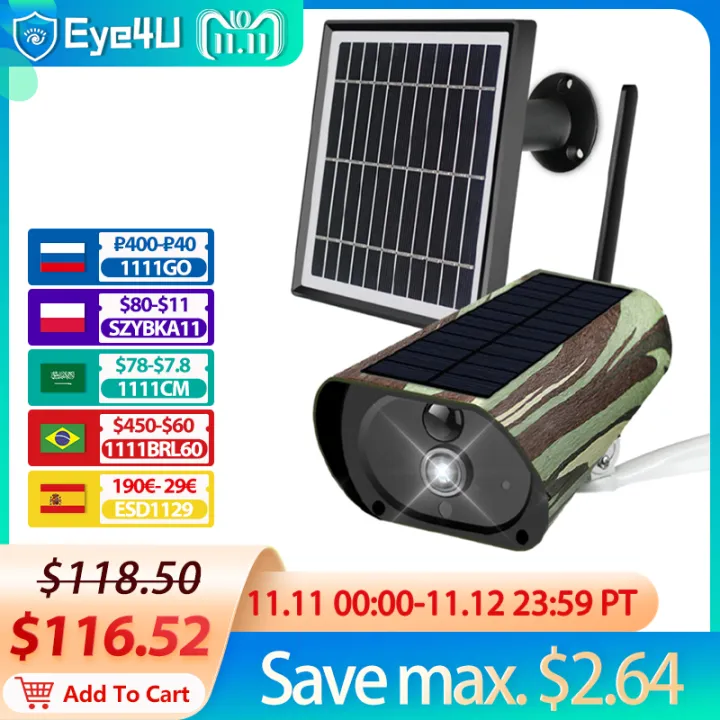 1080P 4G Camera SIM Card Security External Solar Panel Power Metal ...