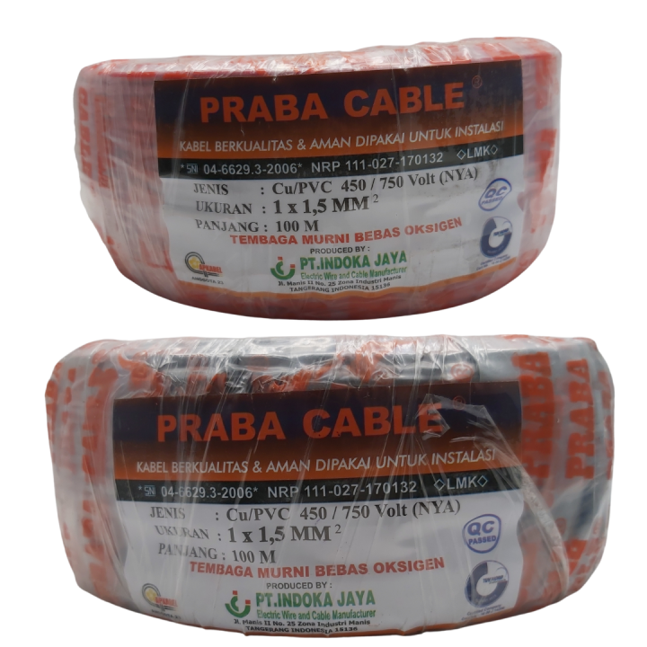 "Kabel NYA Praba 1.5mm 100 Meter SNI Kabel Listrik Tunggal Tembaga 1.5mm | Lazada Indonesia