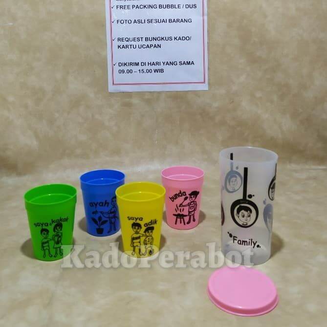 gelas set Plastik Family 1+4 - gelas beranak - gelas piknik set ...