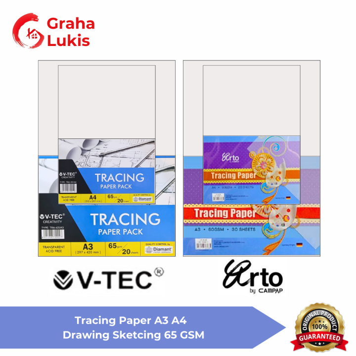 Arto - V-TEC - Tracing Paper A4 & A3 / Kertas Kalkir | Lazada Indonesia