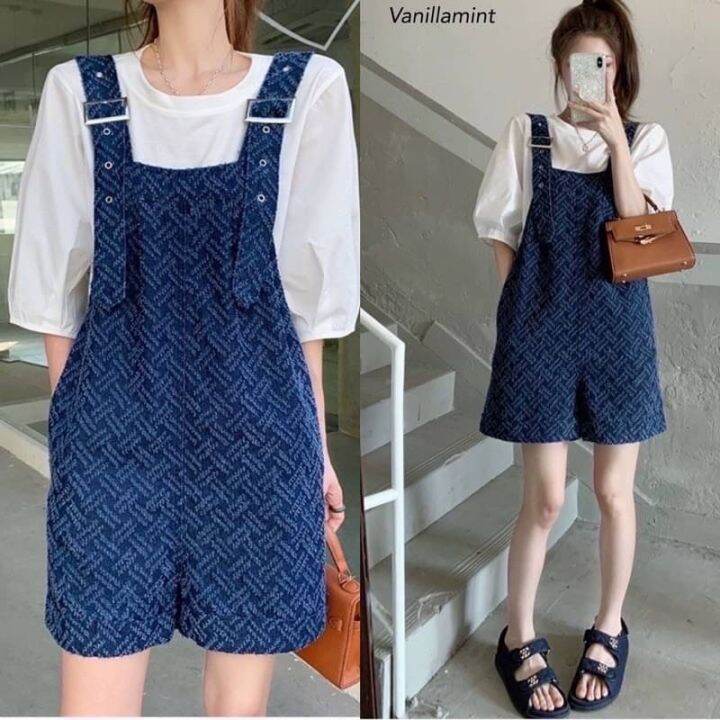 Risara🧸เอี้ยมยีนส์สไตล์เกาหลี ผ้ามีเท็กเจอร์ในตัว ใส่สวยๆเก๋ๆน่ารัก ...