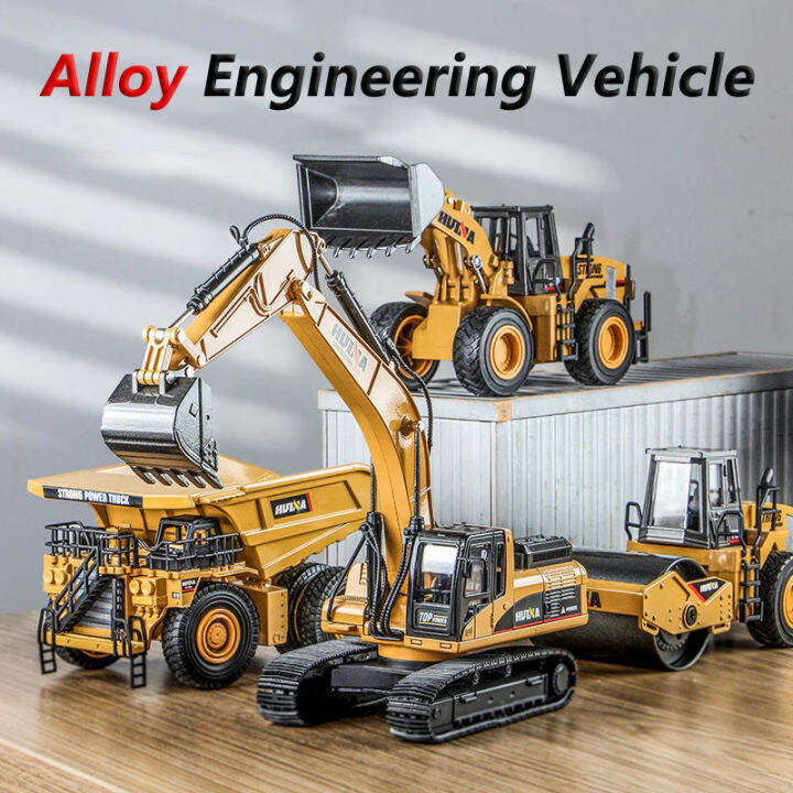 【RUM】1:60 & 1:50 Scale Alloy engineering vehicle model Excavator Roller Loader Construction ...