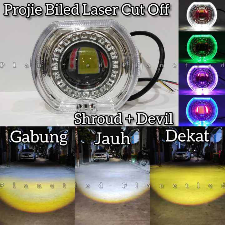 Lampu LED PREMIUM Projie Laser Biled Cut Off Dengan Shroud Dan Devil ...