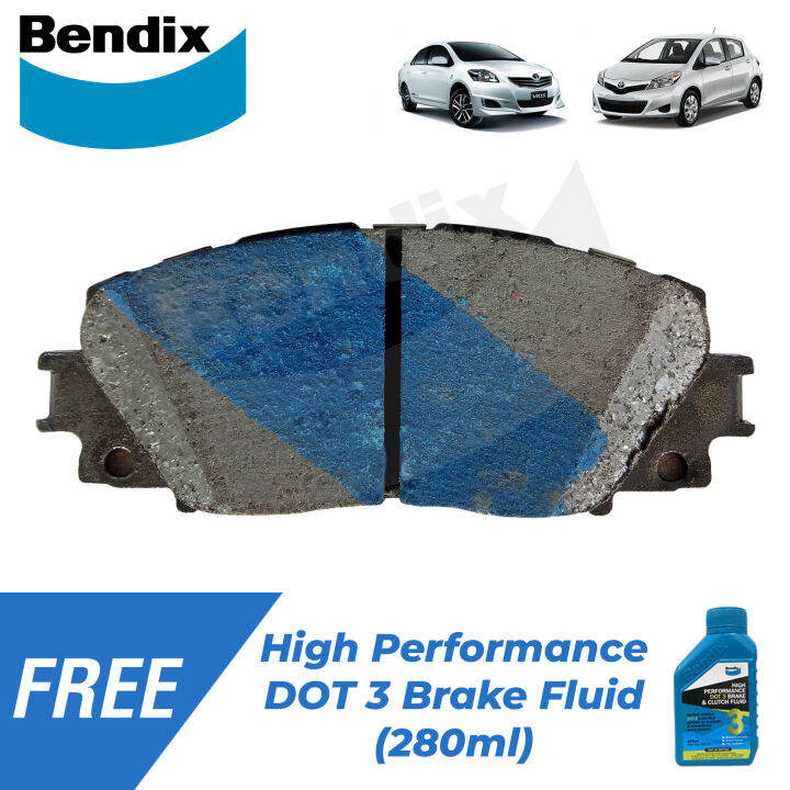 Bendix Brake Pads GCT DB1820 Front Set for Toyota Vios J, Vios E 1.3 ...