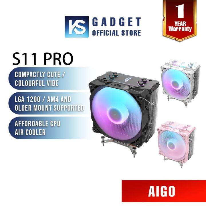 Aigo DarkFlash ELLSWORTH S11 PRO CPU AIR COOLER(ARGB / RGB COMPATIBLE ...
