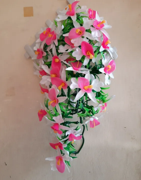 bunga juntai plastik pjg 32cm free pagar putih segitiga/bunga gantung ...
