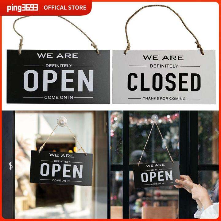 PING3693 Double Sided Door Sign Reminder Signs Open Closed Sign Door ...