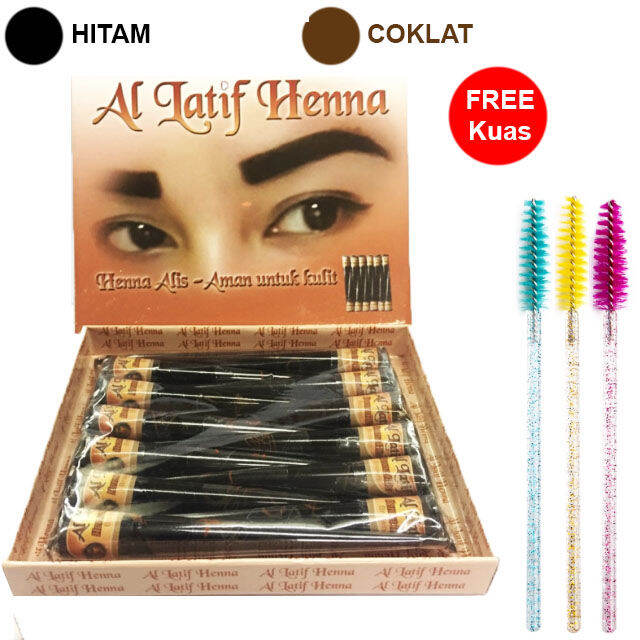 Henna Alis Al Latif/Azzahra Coklat dan Hitam Tahan Lama Halal Alis ...