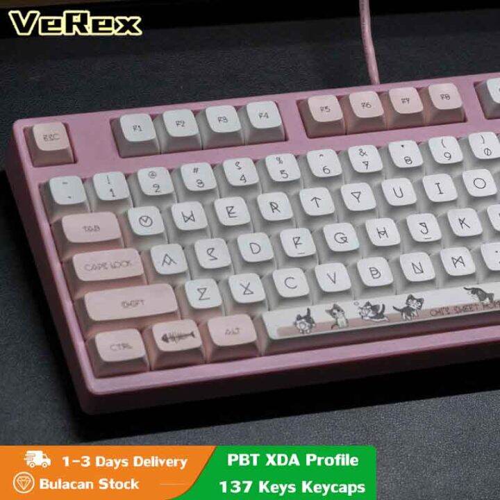 Verex Cheese Cat Theme 137 Keys Cute Keycaps For Mechanical Keyboard ...