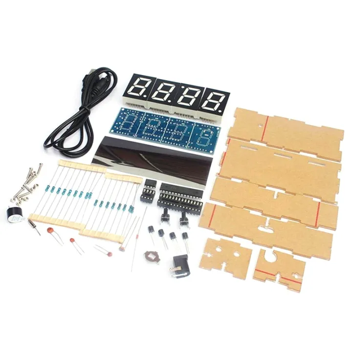 Electronic DIY Kit Clock, 4-Digit DIY Digital LED Clock Kit Auto ...