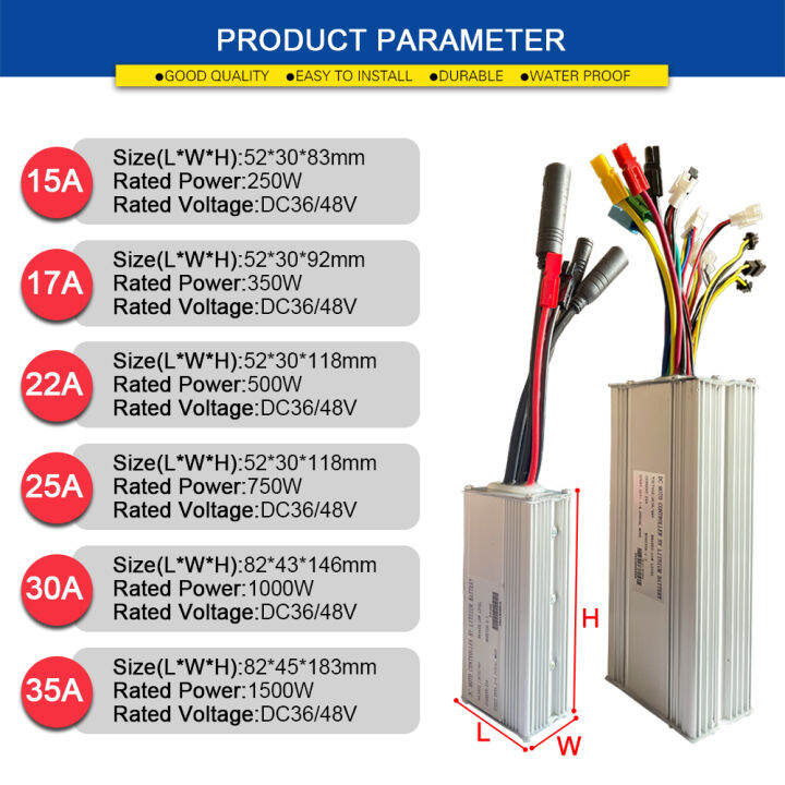 JN Ebike Controller 36V 48V กันน้ำ Brushless 250W 350W 500W 1000W 1500W Sinewave Controller ...