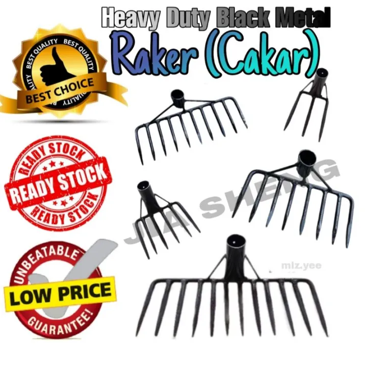 Heavy Duty Black Metal Raker /Cakar Besi Tebal Outdoor Garden Paddy ...