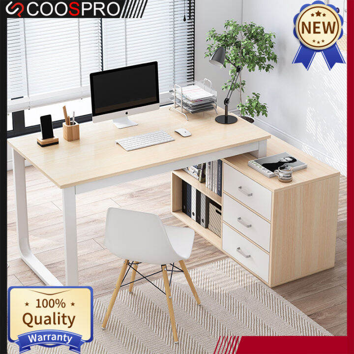 Coospro 120CM Office Table with Drawer and Shelf Computer Table Desk ...