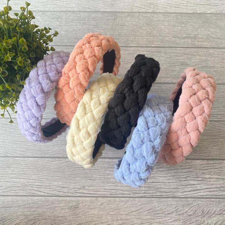 Bando Lebar Kepang Polos Wanita Gaya Korea / Bandana Kepang Polos Lebar ...