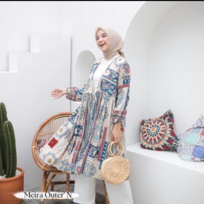 Meira Outer cream biru | Lazada Indonesia