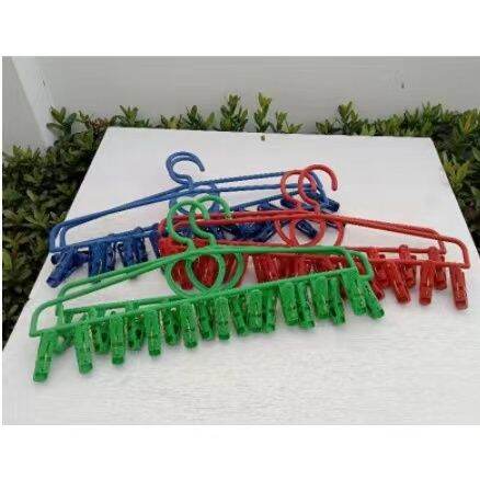 COD wholesale plastic clothes hanger with 10 clips clip spring clip ...