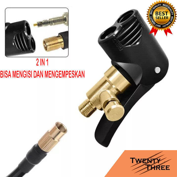 Adapter Adaptor Pompa Ban Mobil Motor Sepeda Valve Kepala Ganda 2 in 1 ...