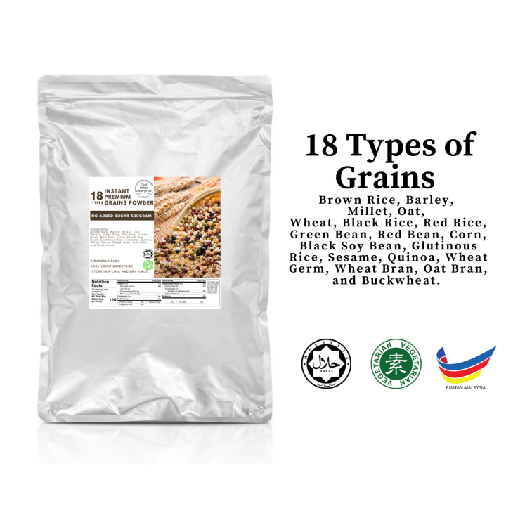 Instant Multigrain Powder (18 Types) 500g No Added Sugar 18 种谷杂粮营养粉无糖无奶 ...