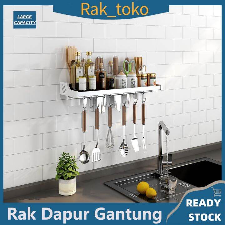 Rak Dinding Dapur Kitchen Rack Tempat Bumbu Rak Gantung Pisau/Sendok ...
