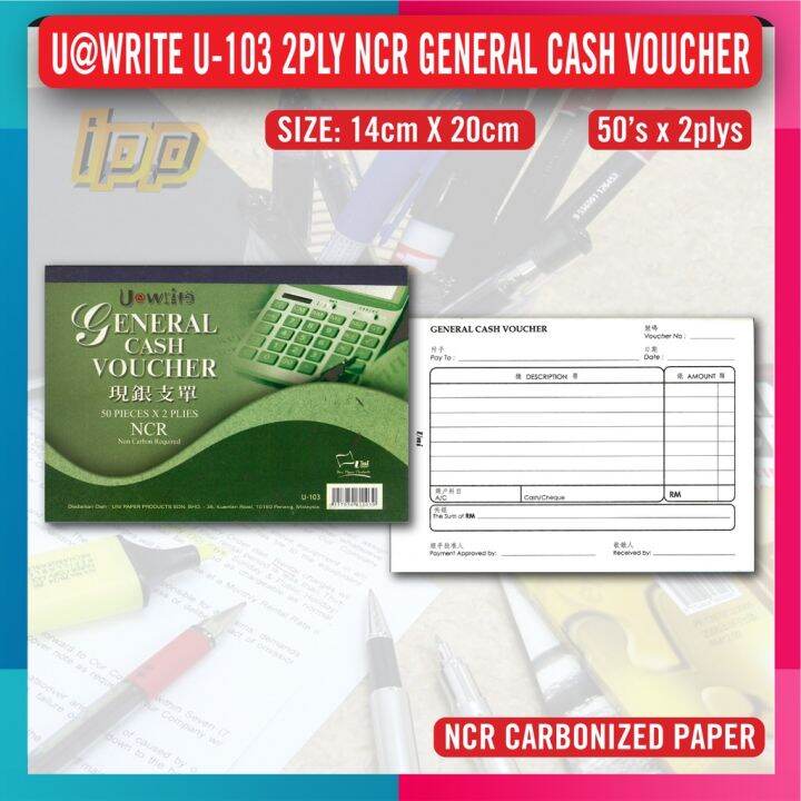 UNI General Cash Voucher 50's x 2plys NCR Carbonized Paper / U@Write ...