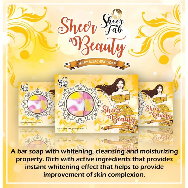 SHEER & FAB MILKY BLEACHING SOAP 15bars/box with free face towel ...