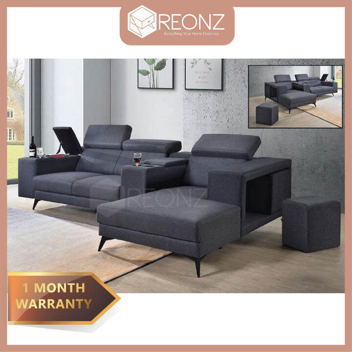 REONZ Harmony L-Shape Sofa 3 seater sofa 9FT L Shape Sofa Set Linen Fabric Sofa living room sofa ...