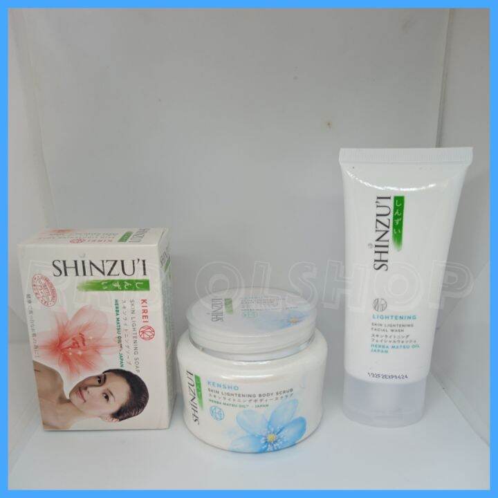 PAKET GLOWING 3 IN 1 Facial Wash Shinzui 40 ml - Bodi Scrub Shinzui 120 ...