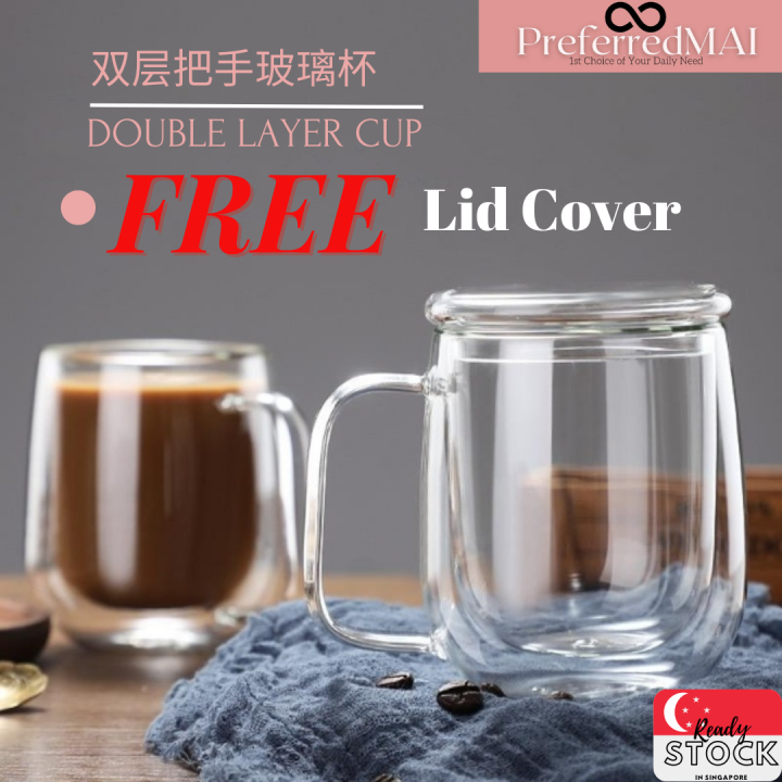 HOT ITEM!!Double Layer Cup Transparent Heat Resistant Coffee Cup with ...