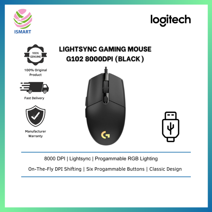 LOGITECH LIGHTSYNC GAMING MOUSE G102 8000DPI (BLACK) | Lazada