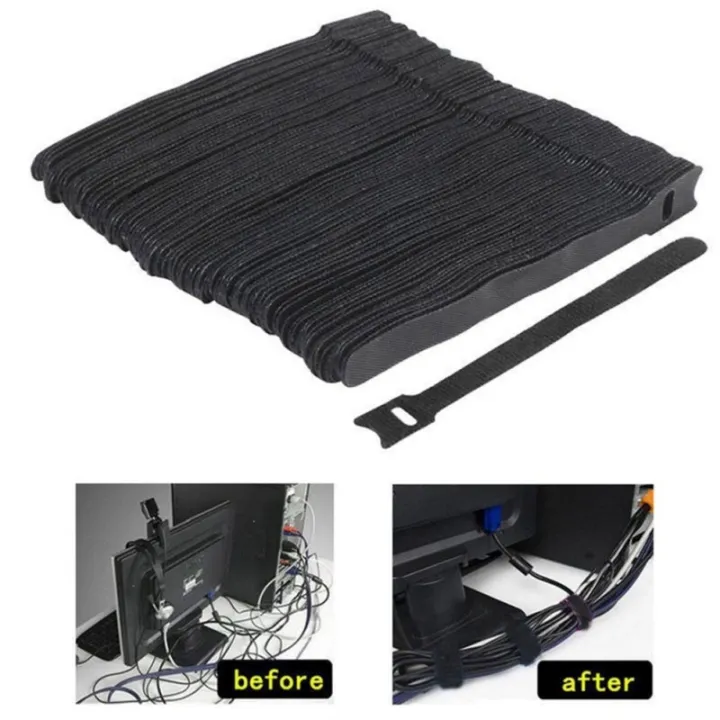 12x150MM 50 Pcs Factory Direct T Type Velcro Cable Tie Wire Storage ...