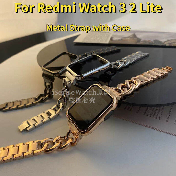 Stainless Steel Chain Strap with Metal Case for Redmi Watch 3 Active ...