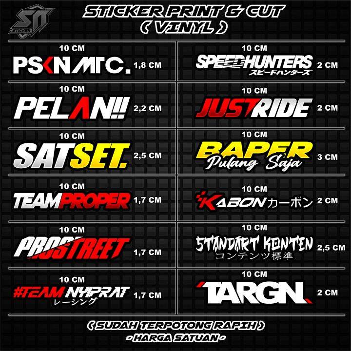 Sticker Print Racing Stiker Balap Stiker Motor harga satuan | Lazada ...