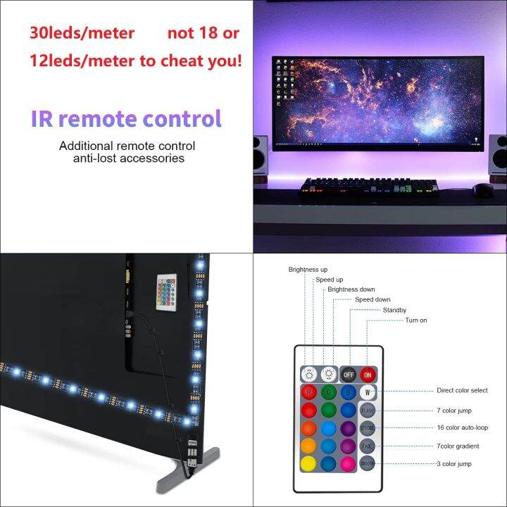 Led Backlights USB RGB Strip Changing Ambient Immersion Luces Hue Sync Bias Light Behind Bedroom ...