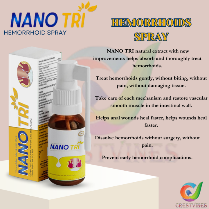Crestvines Nano Tri Spray 20Ml for Hemorrhoids Almoranas Spray ...