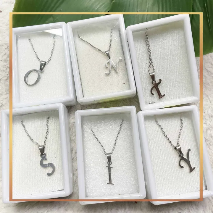 Juliana Co. | Initial Cursive Unisex Necklace non--tarnish with box ...
