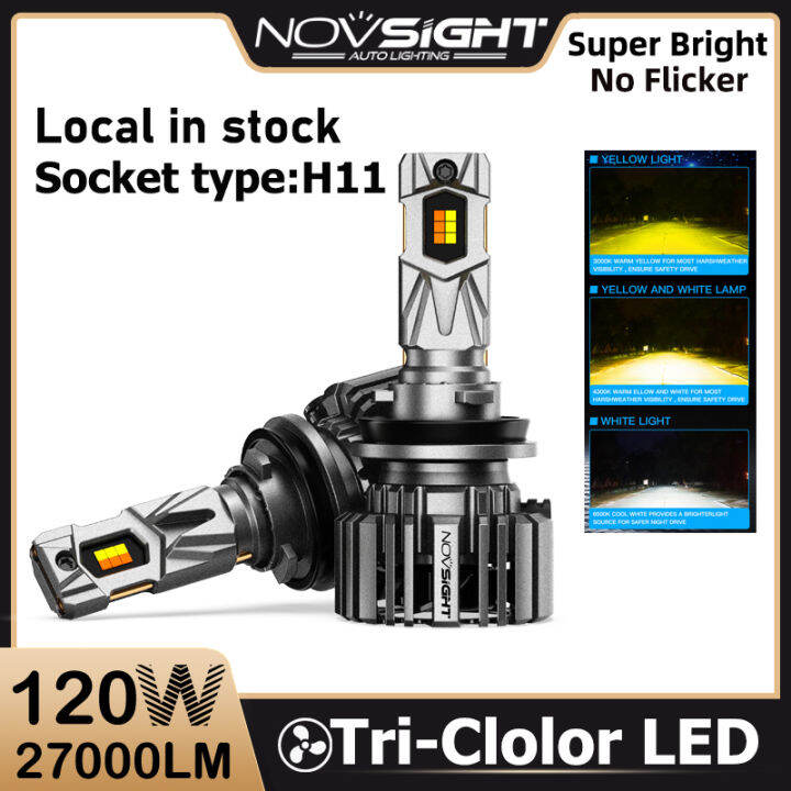 Novsight N73T Three colors LED Headlight 120W 27000LM white Yellow ...