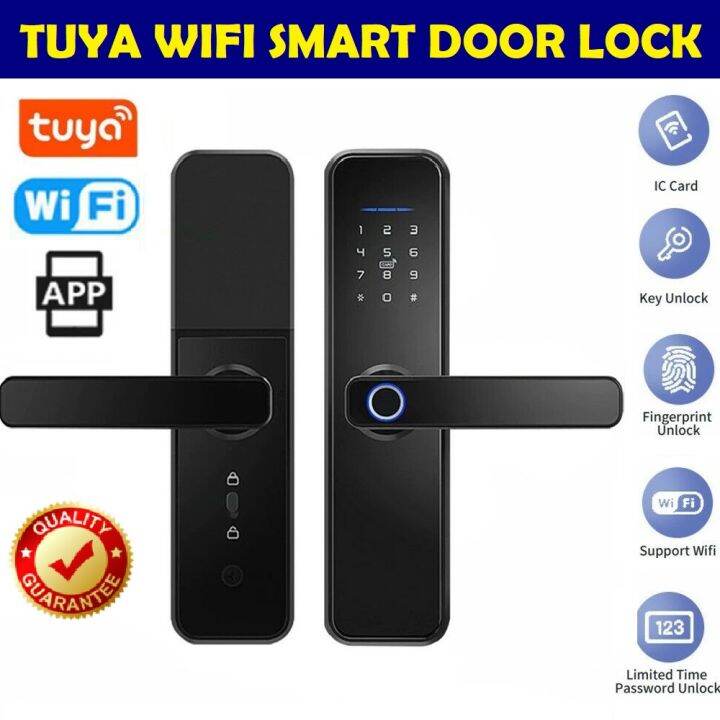 X5 Tuya WiFi App Smart Door Lock Biometric lock fingerprint door handle Digital Password RFID ...