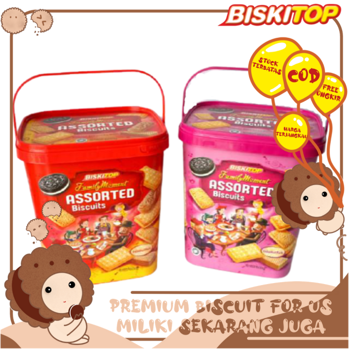 BISKITOP - FAMILY MOMENT 1200Gr Assorted Biskuit wafer Cream Biskuit ...
