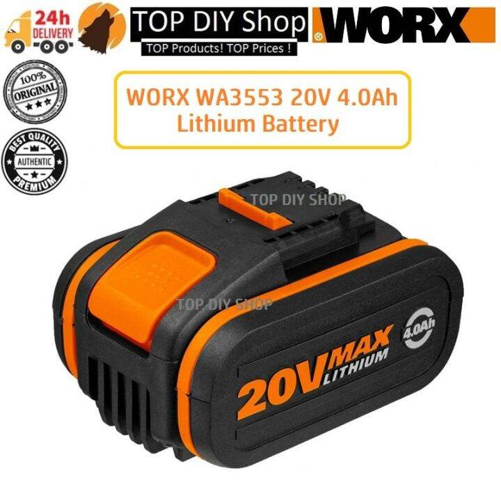 WORX WA3553 20V 4.0Ah Lithium Battery High Capacity Cordless Battery | Lazada